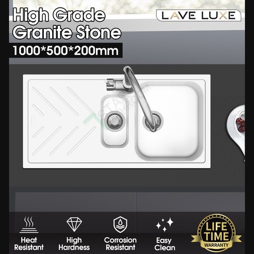 German Engineered Double Bowls White Granite Stone Kitchen Sink ...