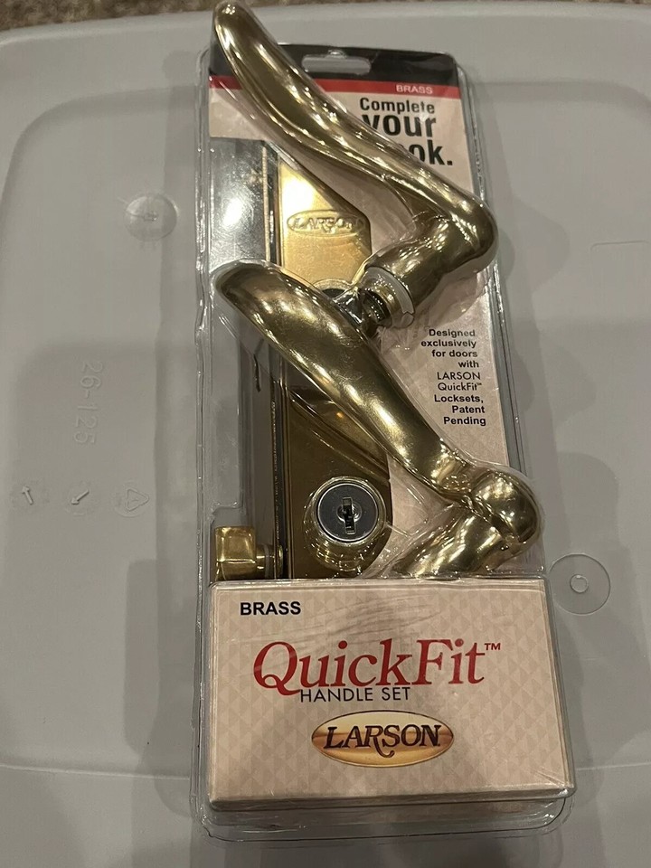 Larson Storm Door Quick Fit Handle Set. Curved Polished Brass | eBay