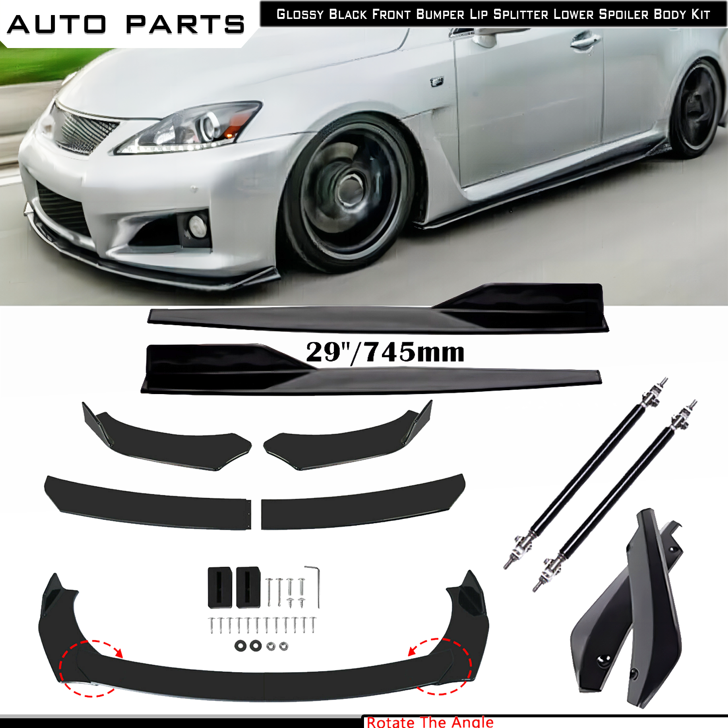 For Lexus IS250 Front Bumper Lip Spoiler Side Skirt Splitter Side Skirt ...