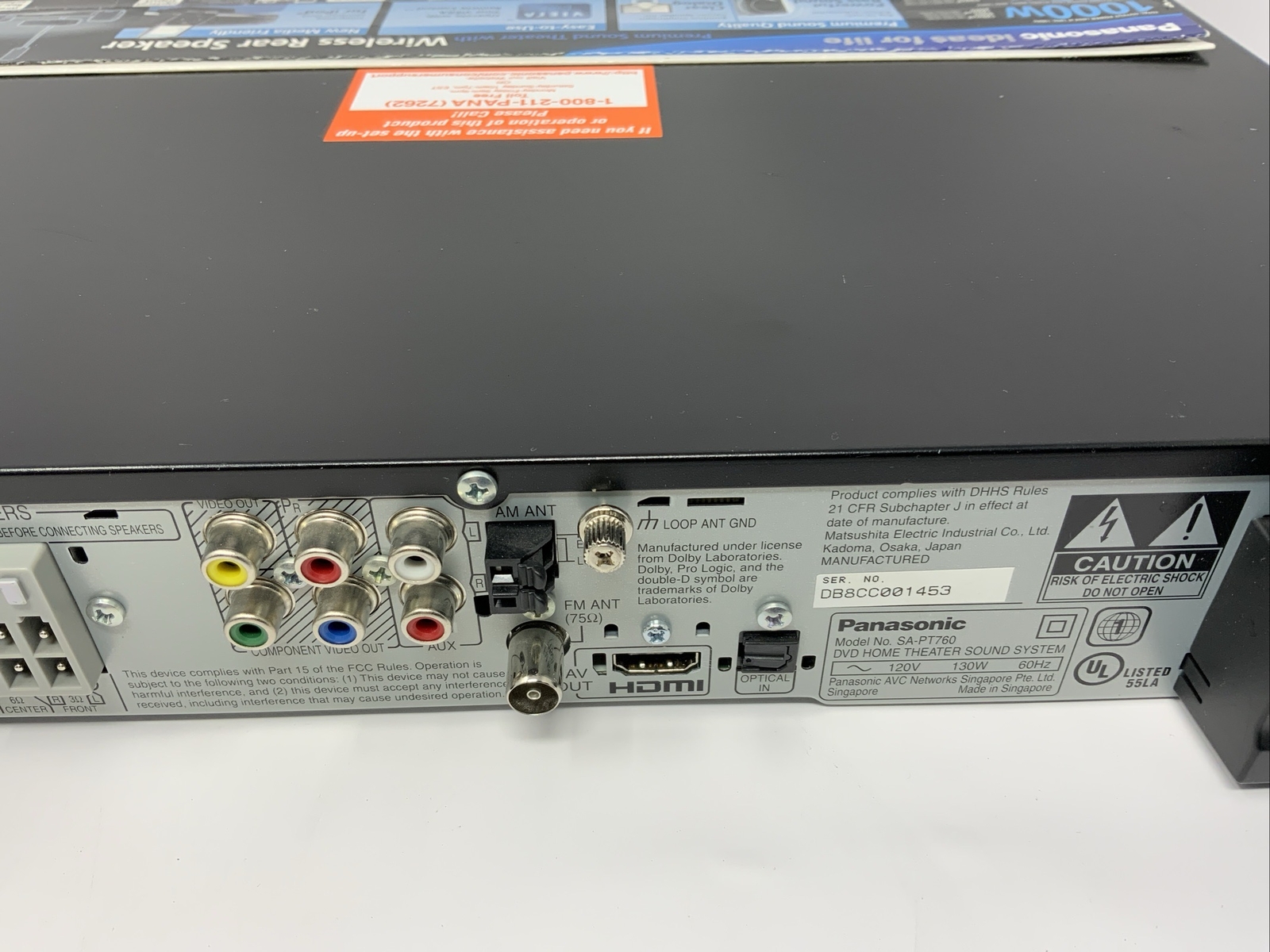 Panasonic Sa-pt760 5.1ch 1000w DVD Home Theater Receiver for sale ...