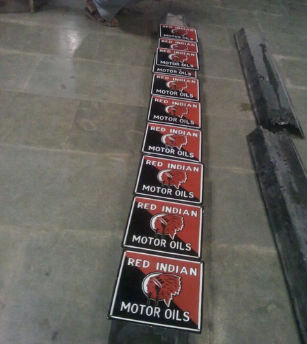 PORCELAIN RED INDIAN ENAMEL SIGN 12X12 INCHES LOT OF 12 | eBay