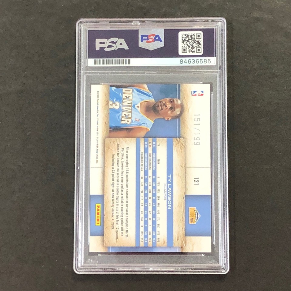 2010-11 Panini Studio #121 Ty Lawson Signed Card AUTO PSA Slabbed ...