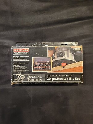 Vtg Craftsman 75th anniversary 20pc Router Bit Set 1/4in Shank Carbide ...
