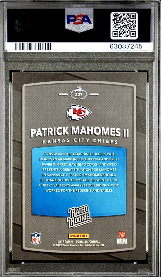 PSA 10 RC Patrick Mahomes 2017 Donruss Red Rated Rookie Exclusive ...