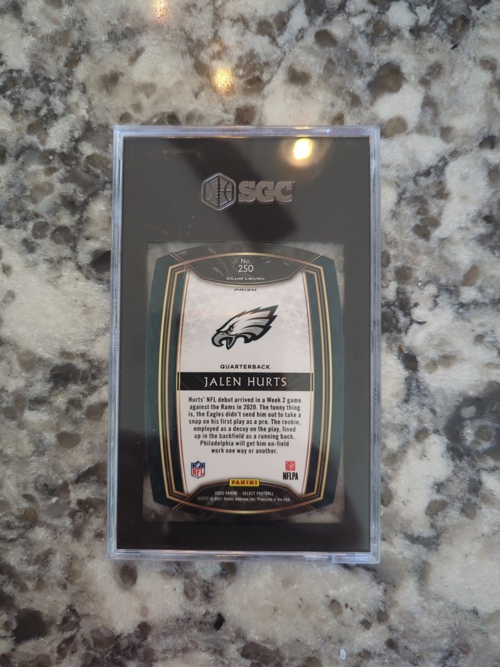 2020 Jalen Hurts Select Club Neon Green Rookie RC Card # 250 Die Cut ...