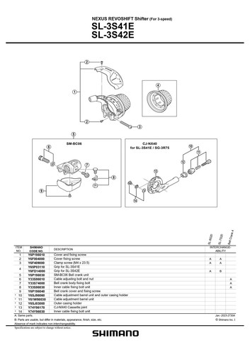 SHIMANO Nexus SL-3S41-E Revoshift SM-BC06 Bell Crank Unit - Y6P198030 ...