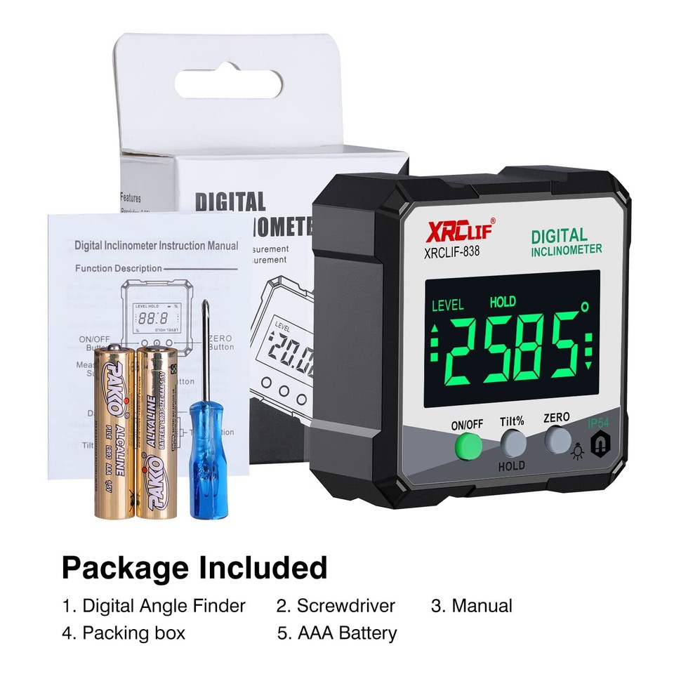 Digital Angle Gauge Meter Magnetic Base Level Box Angle Finder ...