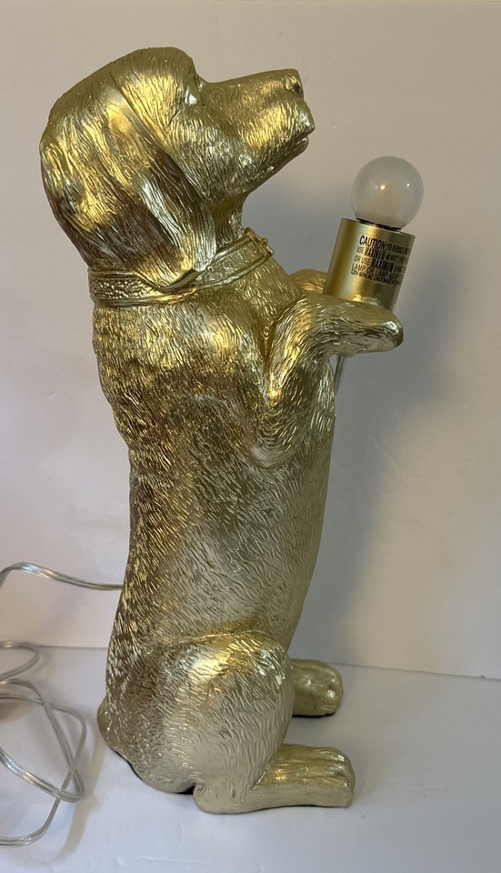 Novogratz Gold Plastic Labrador Lab Dog Lamp 17" Tall w/ Light Bulb ...