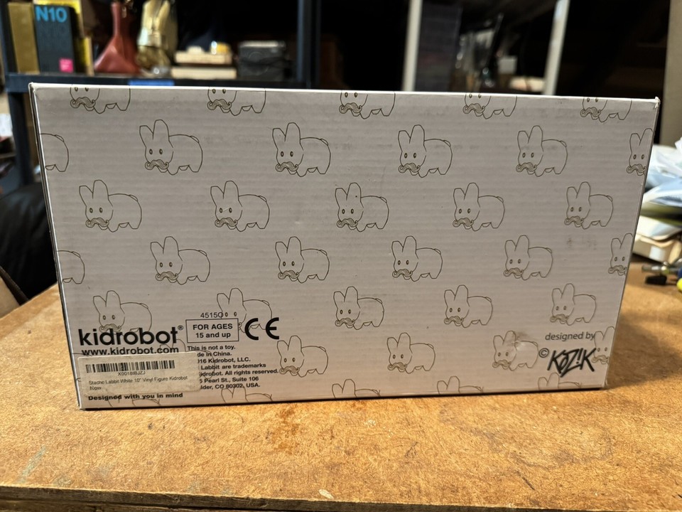 Kidrobot Stache Labbit 10" White Vinyl Figure by Frank Kozik w/ Box ...