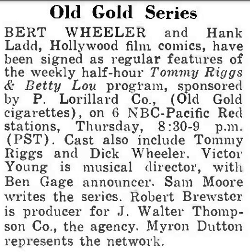 Transcription Discs - Tommy Riggs and Betty Lou - NBC Uncirculated ...