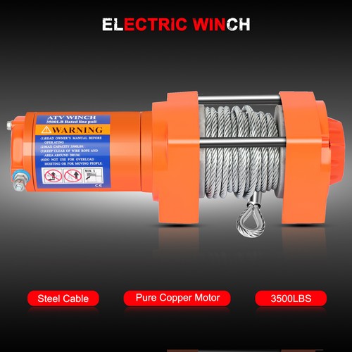 2500Lbs 50ft steel cable electric winch w/wired remote and wireless ...