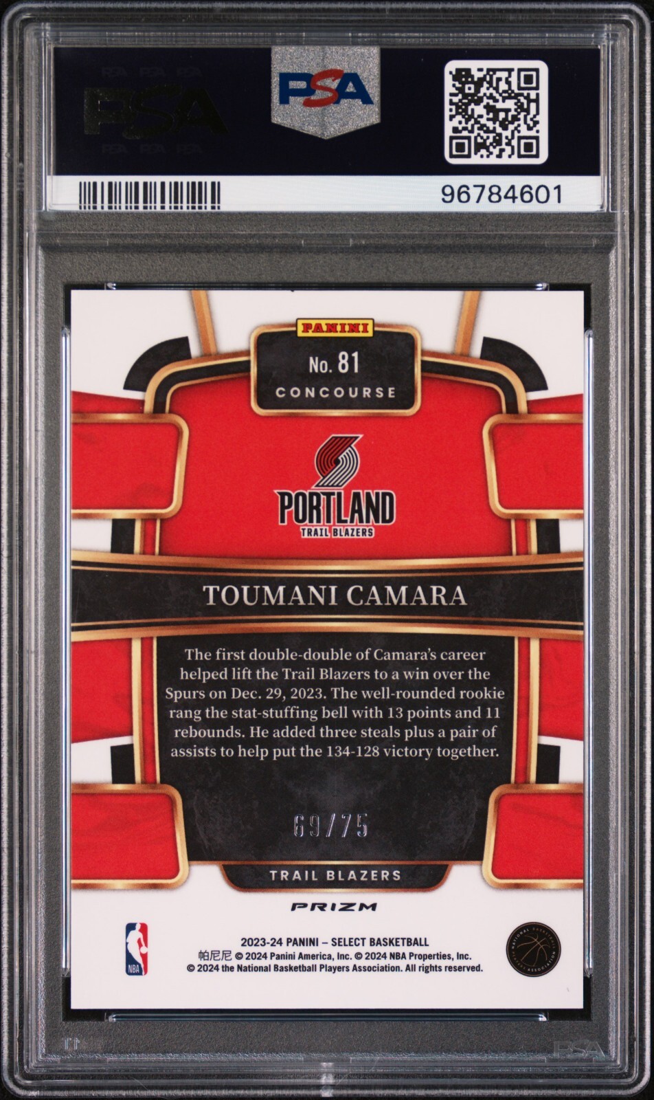 2023-24 Panini Select - Concourse Toumani Camara #81 Neon Green Prizm ...