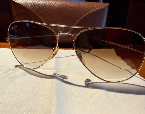 Ray Ban SONNENBRILLE GOLD BRAUN RB 3025 001/51 58 AVIATOR PILOT BRILLE ...