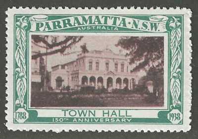 Town Hall, Paramatta, N.S.W., Australia, 1938 Poster Stamp, Cinderella Label | eBay