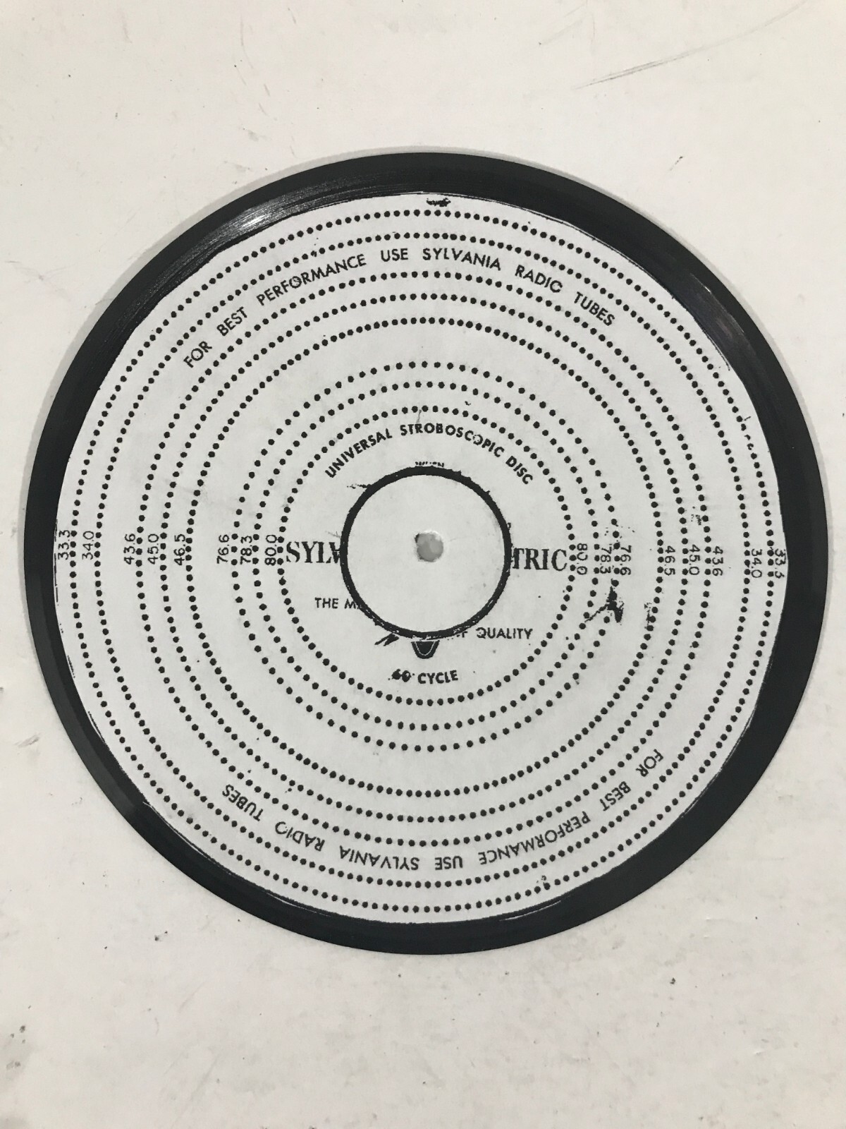 VINTAGE Sylvania STROBOSCOPIC DISC FOR TURNTABLE 33, 45, 78 RPM | eBay
