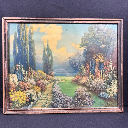 Original R Atkinson Fox English Garden Framed Print Vintage Lithograph ...