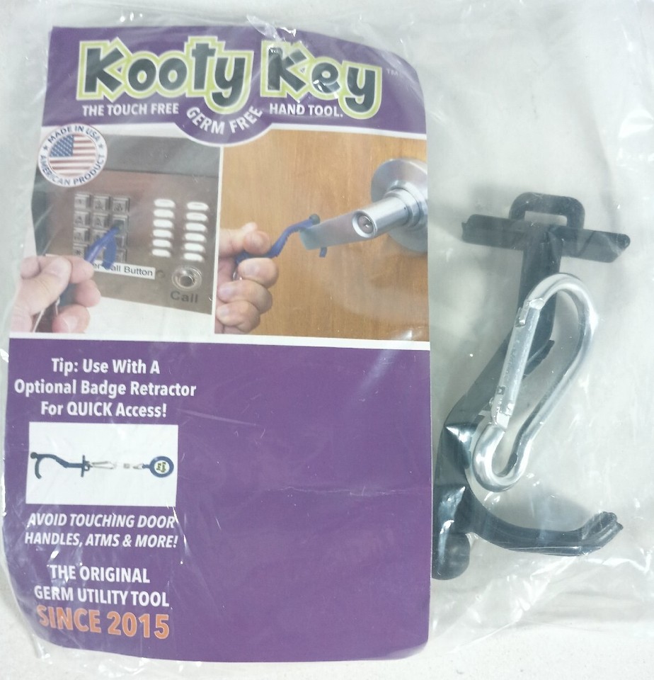 3x Kooty Key ~ Germ Free Touch Free Tool ~ Black Key Chain ~ With ...