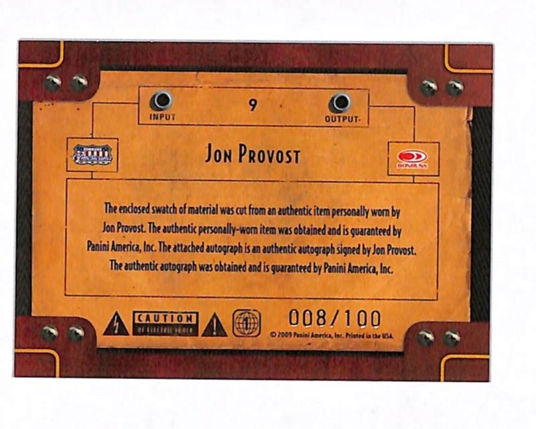 2009 Donruss Americana Jon Provost TV Stars Auto Autograph Relic Card 8 ...