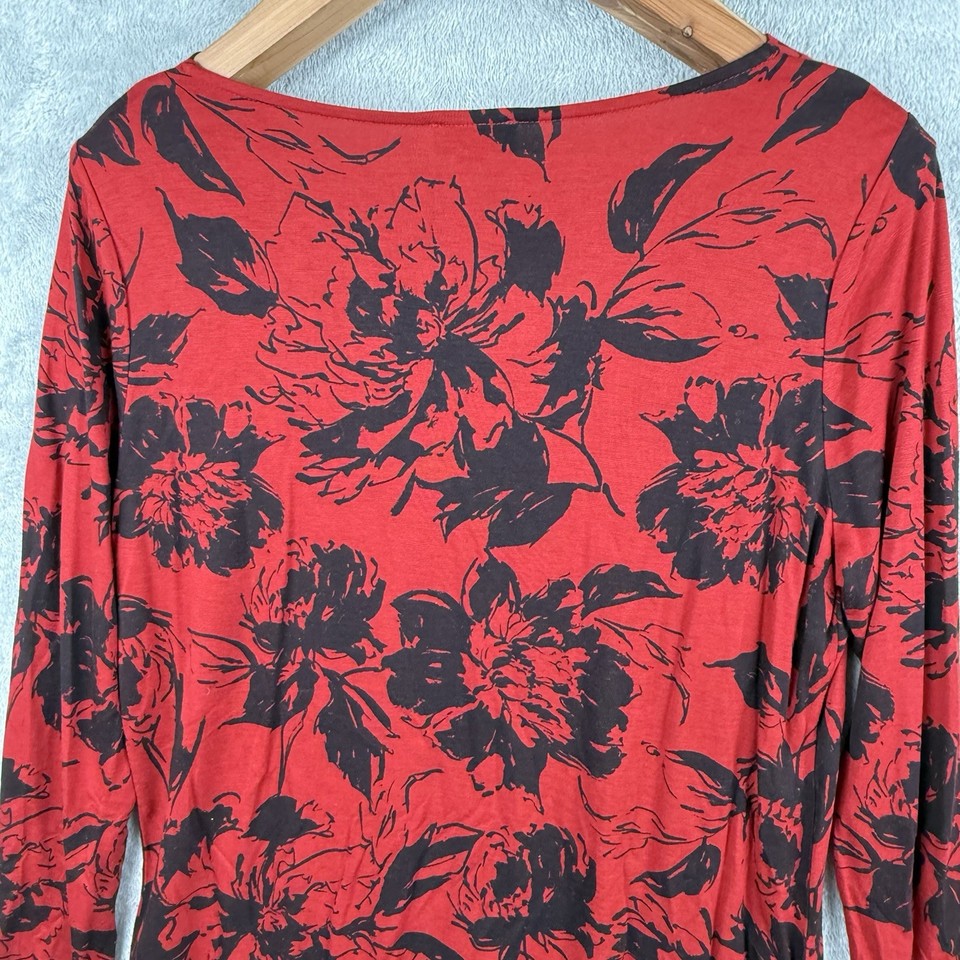Talbots Blouse Women PL Petite Red Dark Floral Cowl Neck Y2K Whimsigoth ...