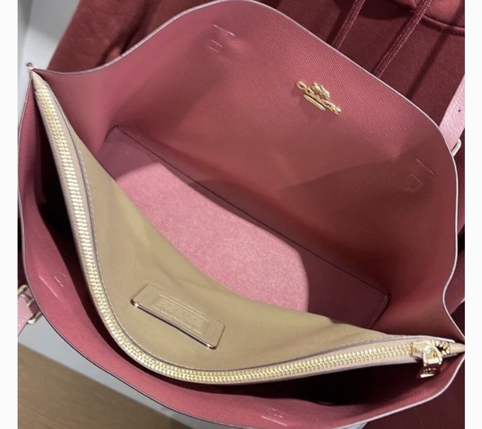 NWT COACH Large Mollie 1671 Double Face Leather Tote Bag Pink | eBay