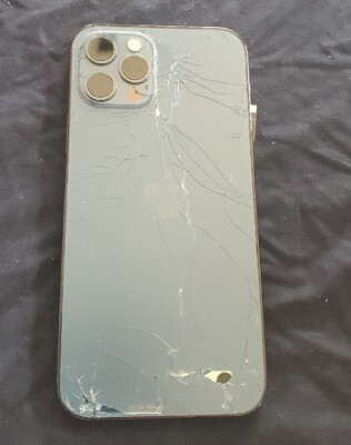 OEM Apple iPhone 12 Pro Blue Back Housing Body Back Cover *CRACKED | eBay