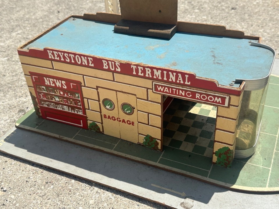 Vintage 1950s Keystone Bus Terminal Toy Playset w/ Greyhound Buses | eBay