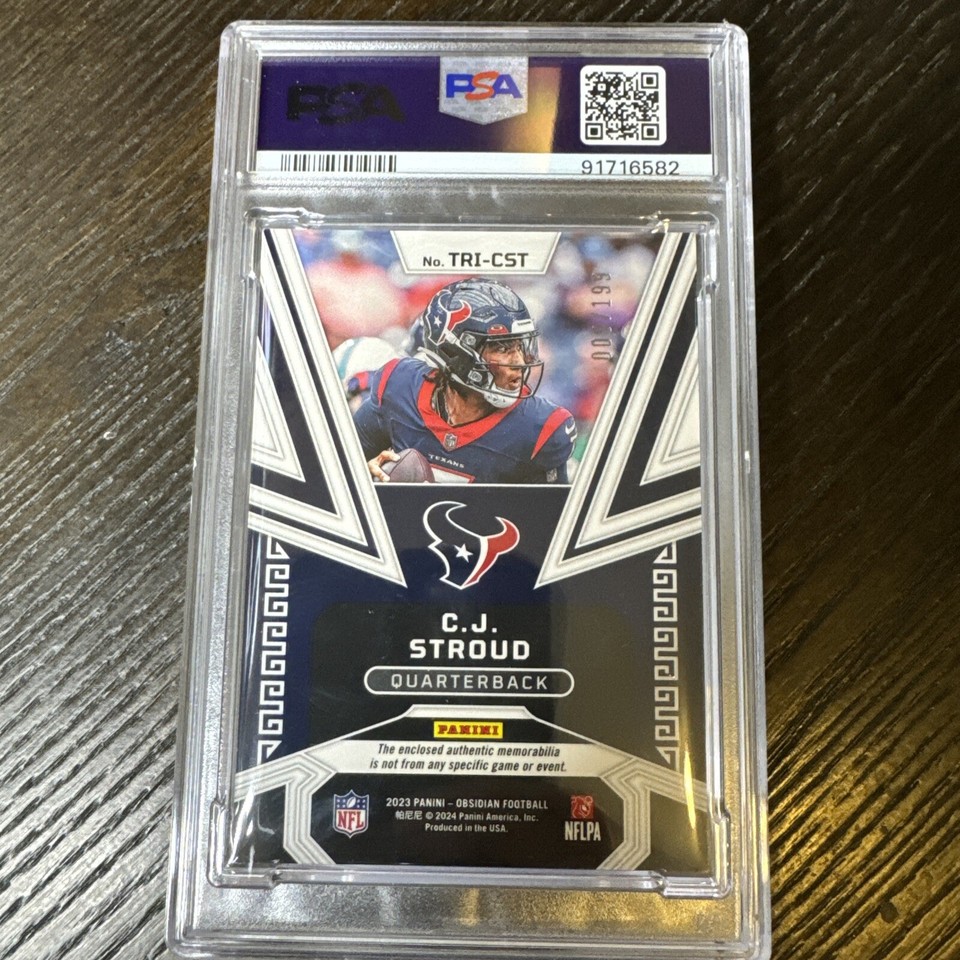 2023 Obsidian /199 CJ Stroud Trifecta TRI-CST RC Rookie Texans PSA 8 | eBay