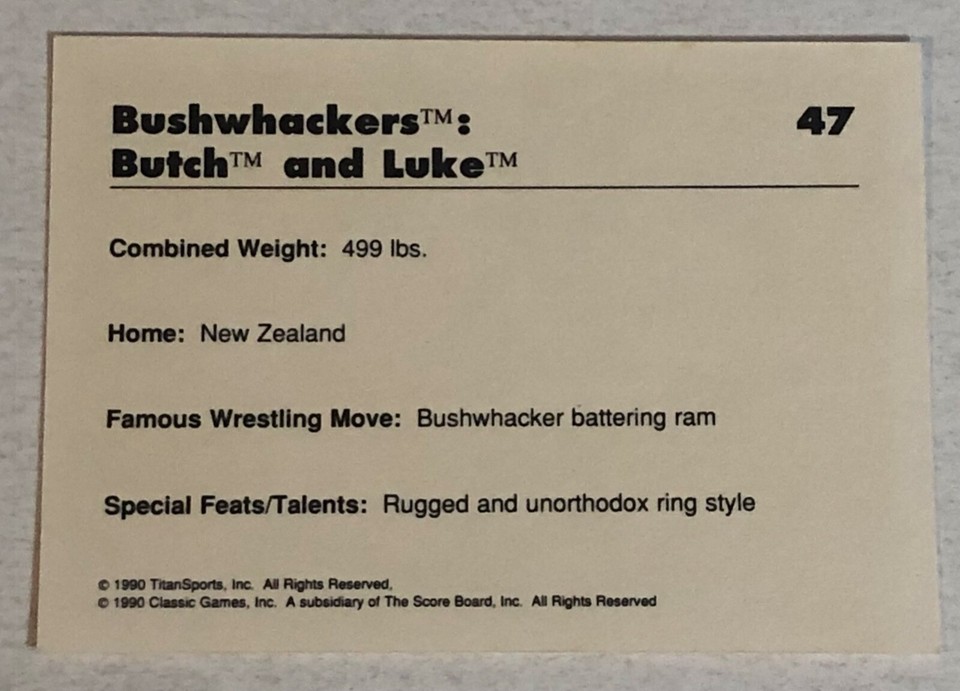 Bushwackers Trading Card 1990 WWF WWE wrestling Classics #47 | eBay