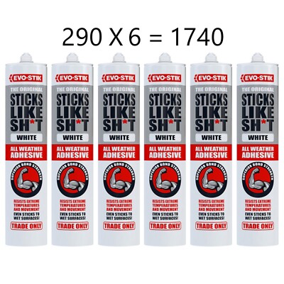 Evo-Stik The Original Sticks Like SH*T White All Weather Adhesive-290ml ...