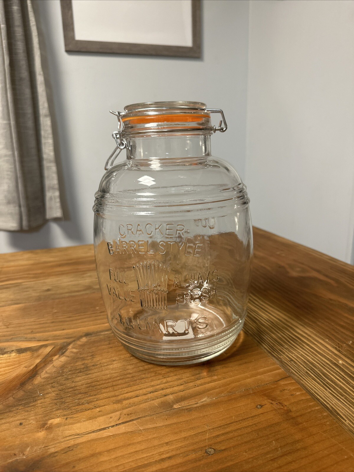 Cracker Barrel Style 4 Qt. Glass Cookie, Flour, Sugar Jar Sealed Lid | eBay