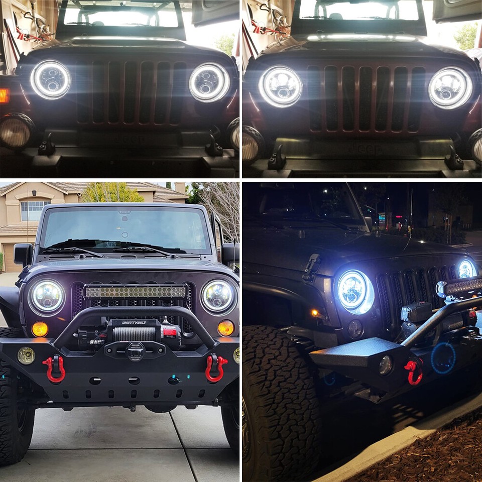 2X 7'' LED Headlight Lamp DRL Turn Signal ip67 for JEEP Wrangler CJ7 JK ...