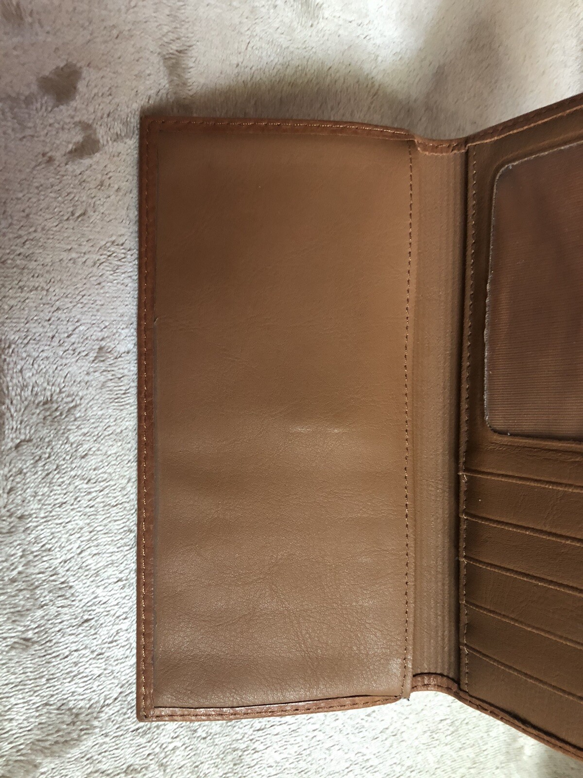 ROLFS Wallet Tri-Fold Checkbook Camel Brown Leather Clutch | eBay