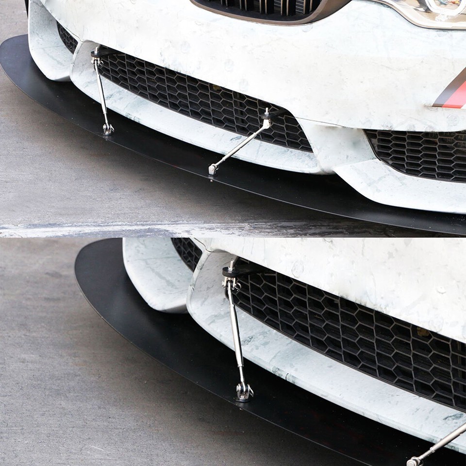 For Dodge Ram 1500 Black Front Bumper Lip Splitter + Splitter Strut Rod ...