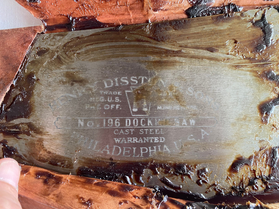 Antique NEW OLD STOCK Henry Disston No. 196 Docking Hand Saw Original ...