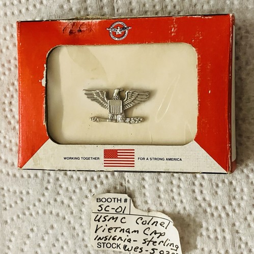 Vietnam War Sterling Silver USMC Colonel Rank Eagle Insignia Pin by H ...