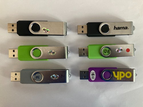 Job Lot 8GB x 6 Mixed Branded & Generic Rotary USB 2.0 Flash Drive ...