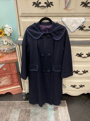 Vintage 1960’s Union Made Navy Blue Wool 6 Button Coat Size Small | eBay