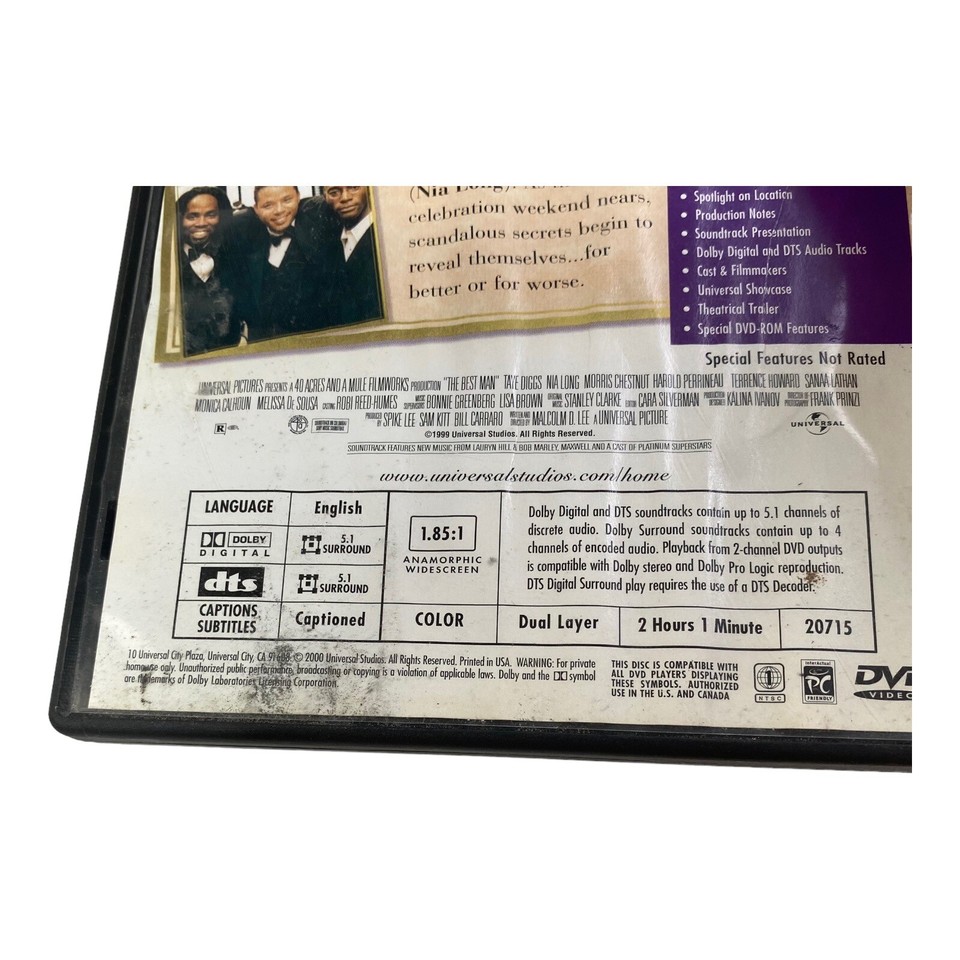 The Best Man (DVD, 1999) Widescreen Comedy, Romance, Taye Diggs, Nia ...