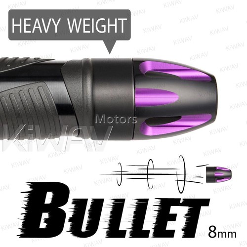 KiWAV Pair Purple bullet Aluminum Bar End weight with Black Base for ...