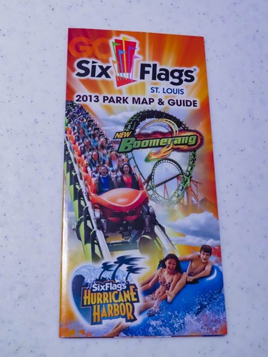 2013 Six Flags St. Louis park map featuring Boomerang | eBay
