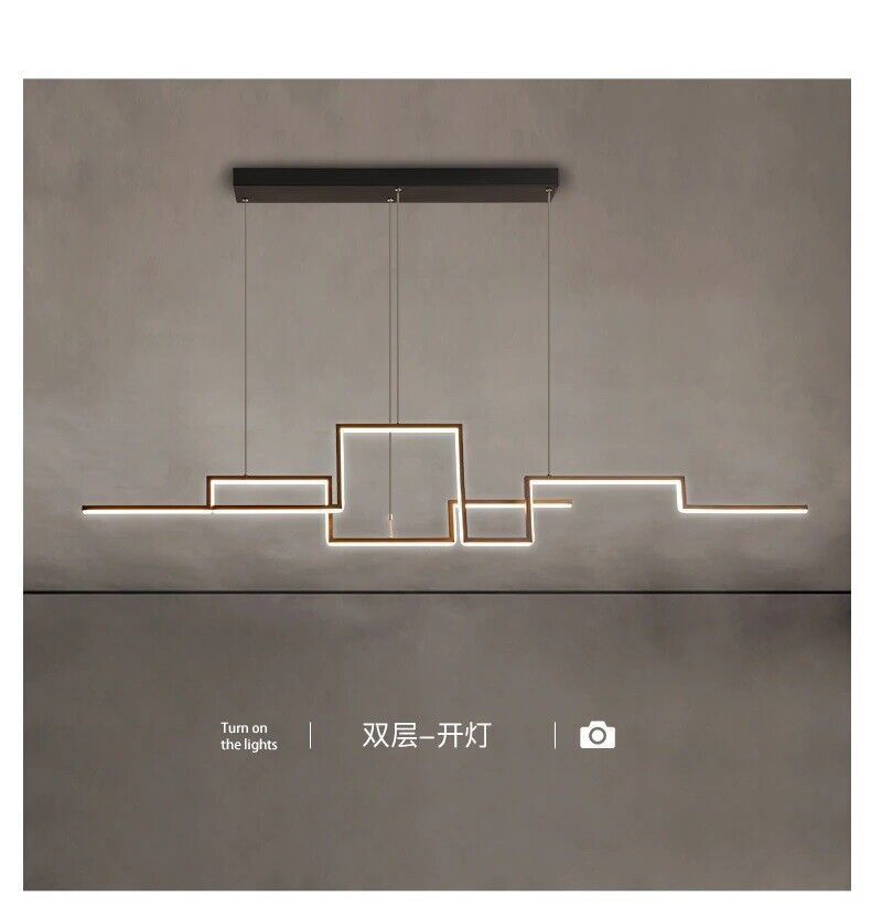 Nordic Geometry Black LED Chandelier Lighting Living Dining Room ...