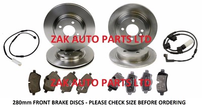 FOR MINI COOPER R56 S FRONT + REAR BRAKE DISCS & PADS SET WEAR SENSOR ...