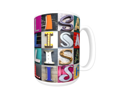 LISA Coffee Mug / Cup featuring the name in photos of sign letters | eBay