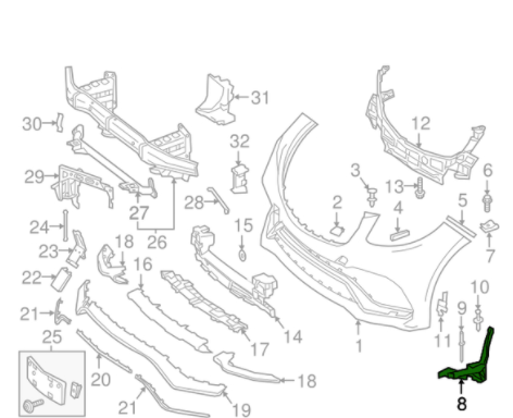 MERCEDES-BENZ GLE W166 Front Left Bumper Bracket A1668852524 NE ...
