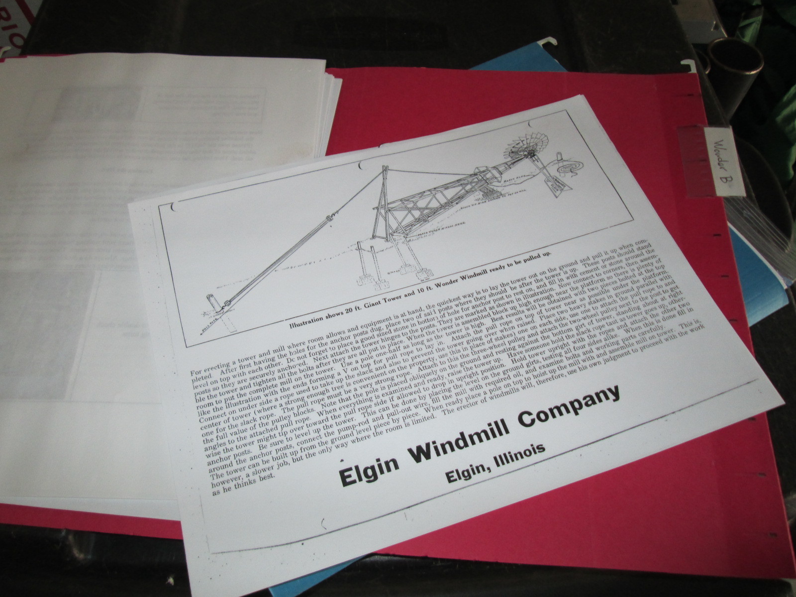 Elgin Windmill Tower Erecting Instructions w/ Diagram | eBay