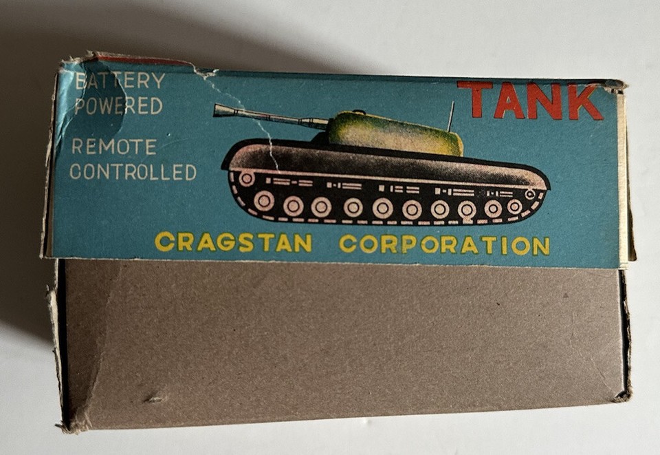 VINTAGE CRAGSTAN TIN TOY BATTERY OPERATED TANK WITH ORIGINAL BOX ...