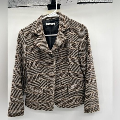 Pendleton brown chevron suit jacket blazer size 6 virgin wool lambs ...