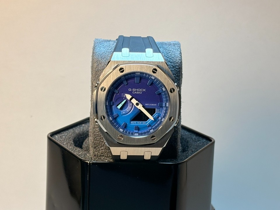 Silver/Black CasiOak All-Metal Custom G-Shock GA2100 Ships From CA | eBay