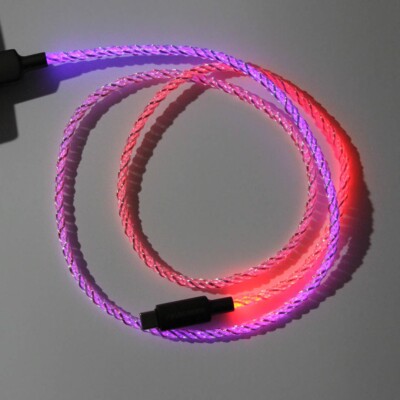 USB C to USB C Cable RGB LED Light Fast Charging Cord Type C Charger ...