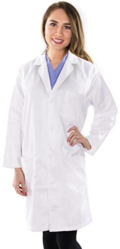 Professional [/Black] Lab Coat for Women, Full Sleeve Poly Cotton Small ...